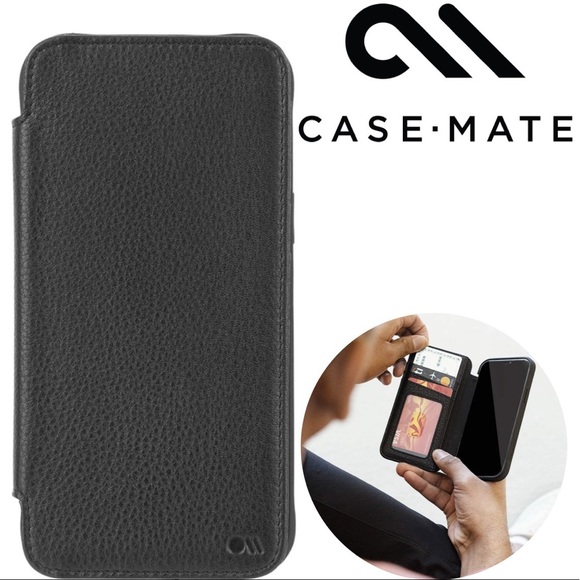case-mate | Accessories | Casemate Black Leather Iphone 2 Pro Max Tough Wallet Folio Magnetic ...